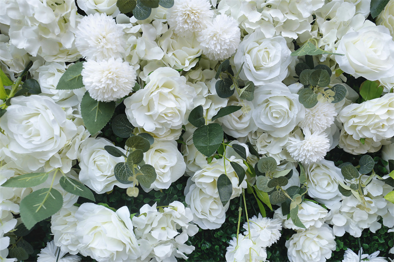 Hot Selling White Rose Milan Grass Back Flower Wall Backdrop for Wedding Party Decor-GRASS WALL ...